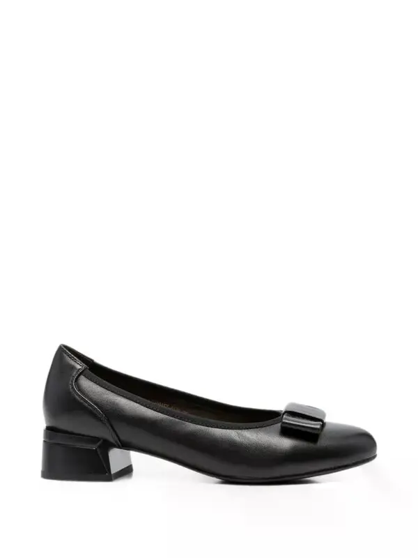LINDA BAUMANN Bow Detail Block Heel Pumps - Black