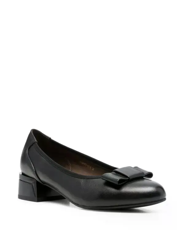 LINDA BAUMANN Bow Detail Block Heel Pumps