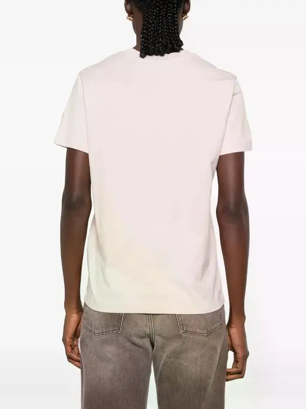 Moncler Logo-embroidered T-shirt - Neutrals