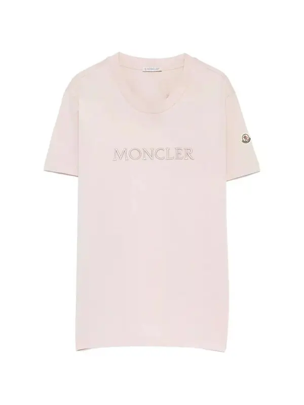 Moncler Embroidered Logo T-shirt - Neutrals