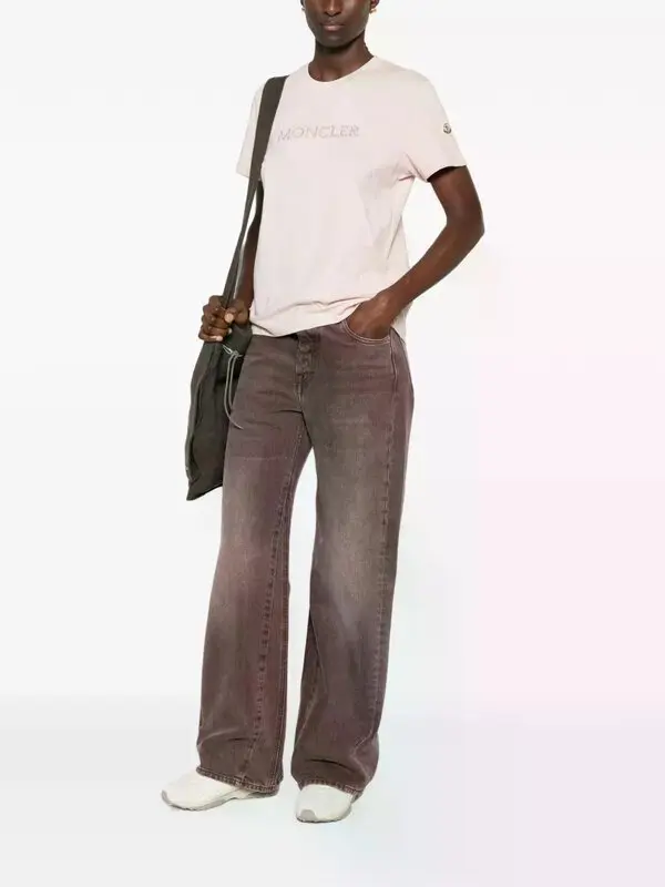 Moncler Embroidered Logo T-shirt - Neutrals