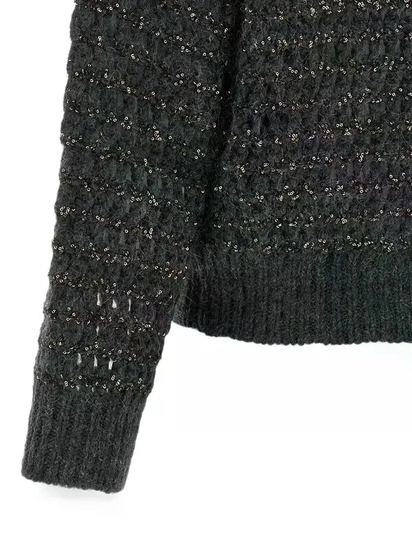 Brunello Cucinelli Open-mesh Sequin Embellished Sweater