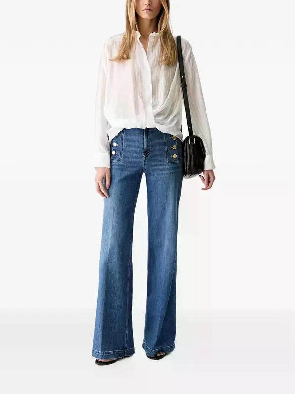 VICOLO Button-embellished Wide-leg Jeans