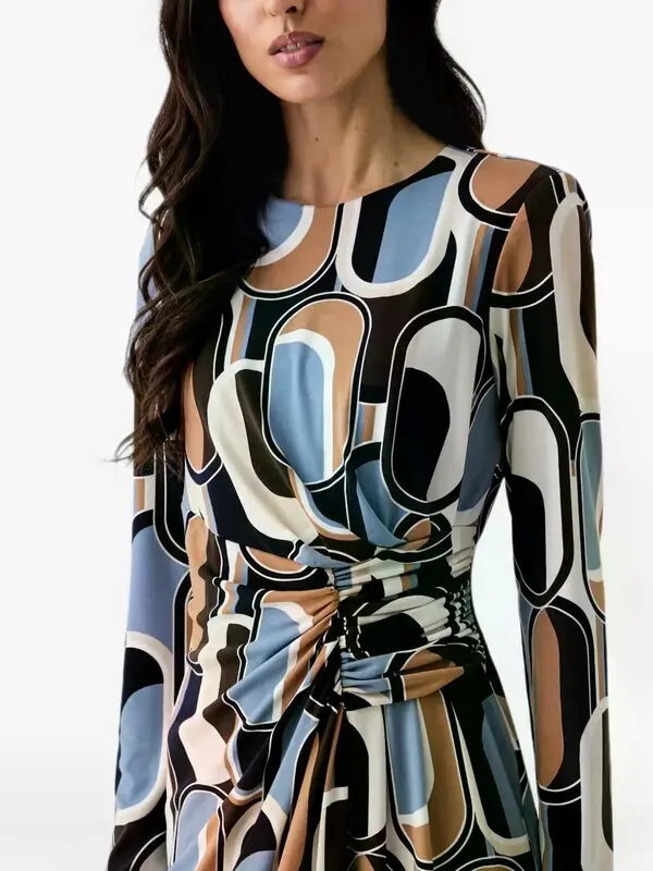 Joseph Ribkoff Geometric Print Ruched Midi Dress
