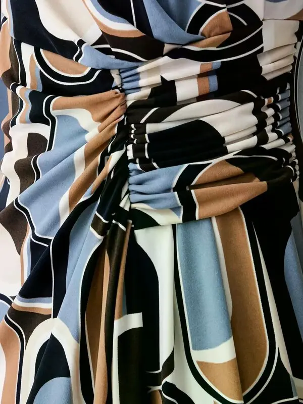 Joseph Ribkoff Geometric Print Ruched Midi Dress