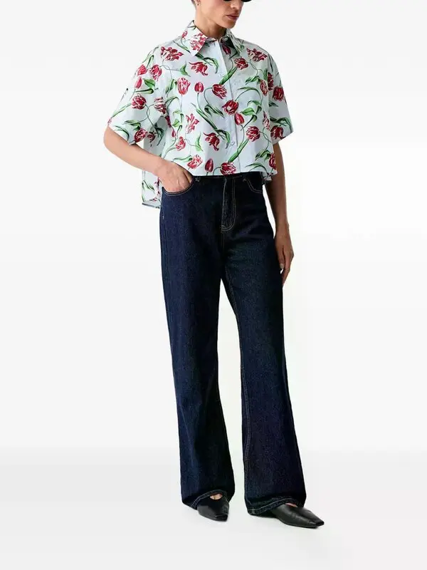 Kenzo Floral Print Cropped Shirt