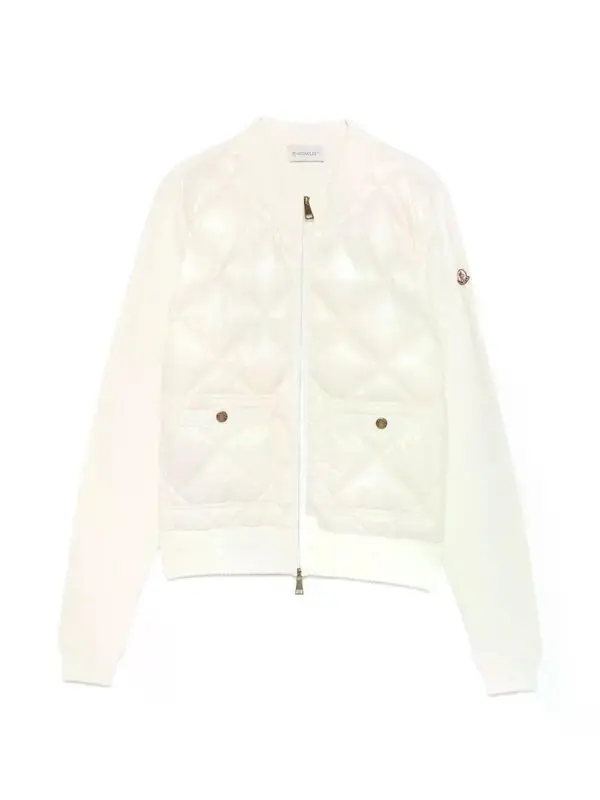 Moncler Quilted Logo-patch Padded Jacket - Neutrals