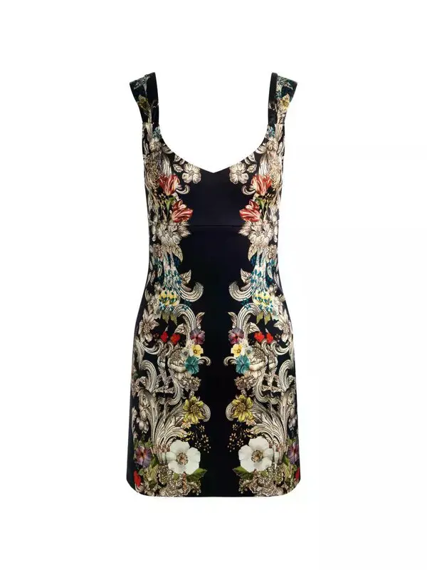 Alice + Olivia Floral-print Sleeveless V-neck Mini Dress