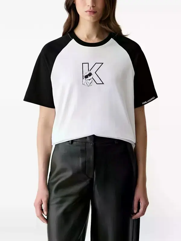Karl Lagerfeld Choupette Print Raglan Sleeve T-shirt