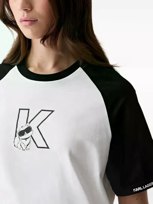 Karl Lagerfeld Choupette Print Raglan Sleeve T-shirt