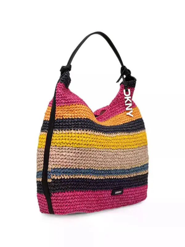 Dkny Paula Striped Woven Tote Bag - Pink