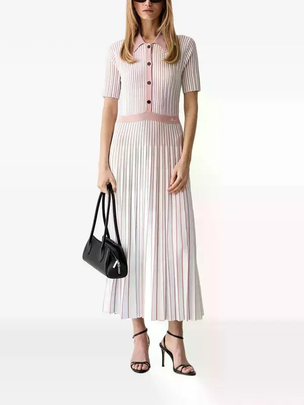 Karl Lagerfeld Striped Pleated Midi Dress