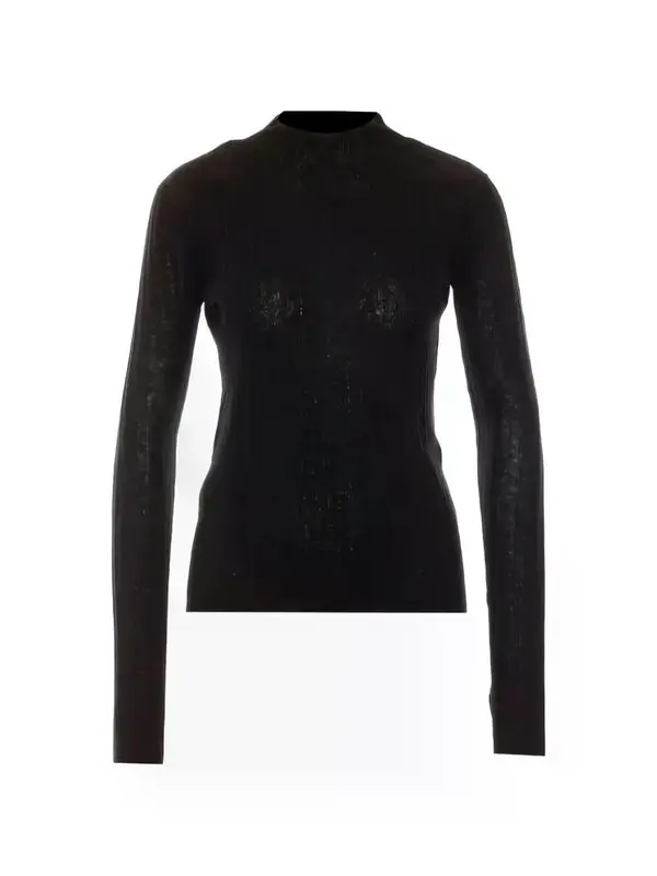 Pinko Ribbed-knit Wool Sweater - Black