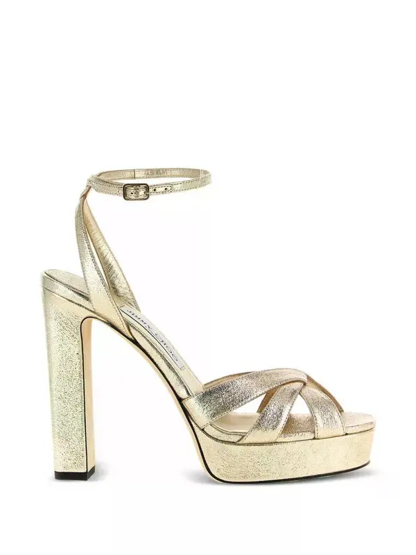 JIMMY CHOO Kove Crossover Platform Sandals - Gold