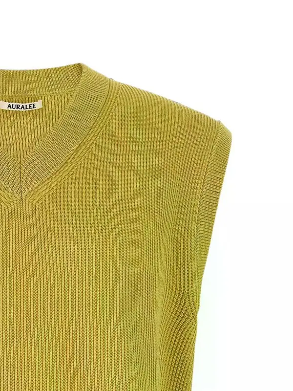 Auralee Ribbed-knit V-neck Vest