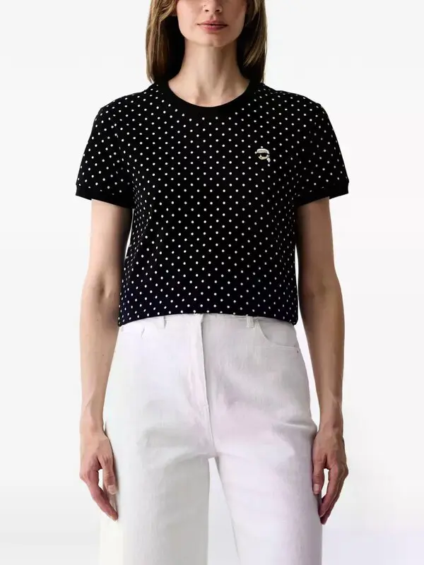 Karl Lagerfeld Polka-dot Logo-patch T-shirt