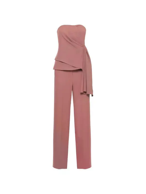 EMME Asymmetrical Hem Corset Blouse And Trousers Set - Pink
