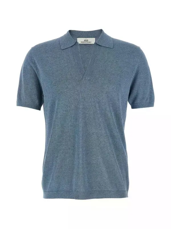 RIVIERA Mélange Open-collar Polo Shirt - Blue