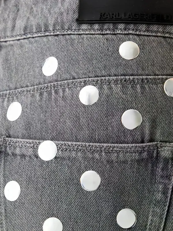 Karl Lagerfeld Stud-embellished Wide-leg Jeans - Grey