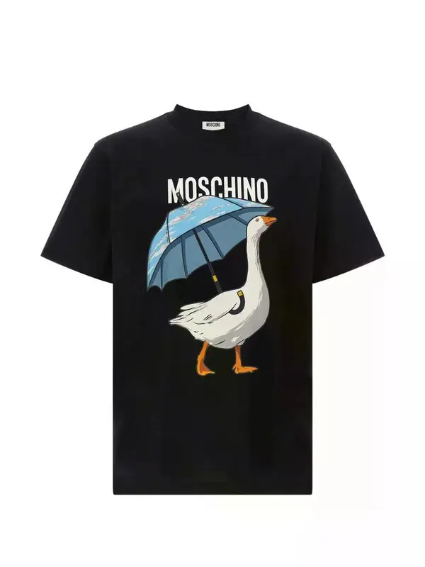 Moschino Goose-print Logo-print T-shirt - Black