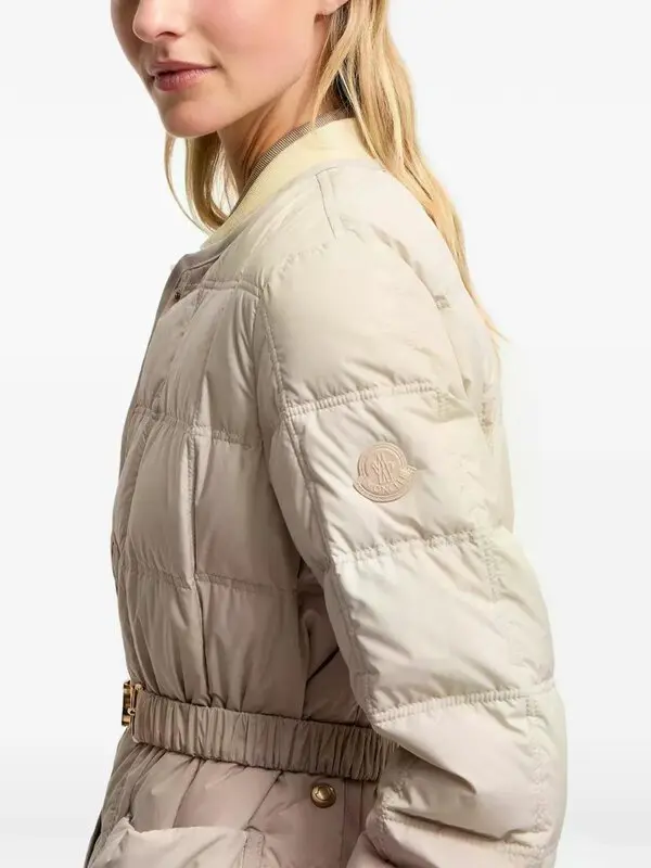 Moncler Cygnes Quilted Down Jacket With Detachable Shearling Collar - Neutrals