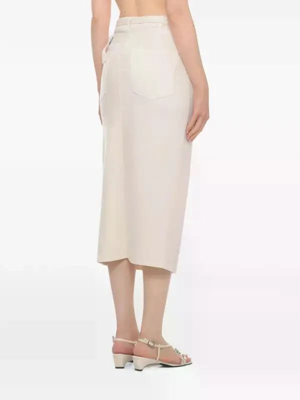 Marella Belted Front-vent Straight Midi Denim Skirt