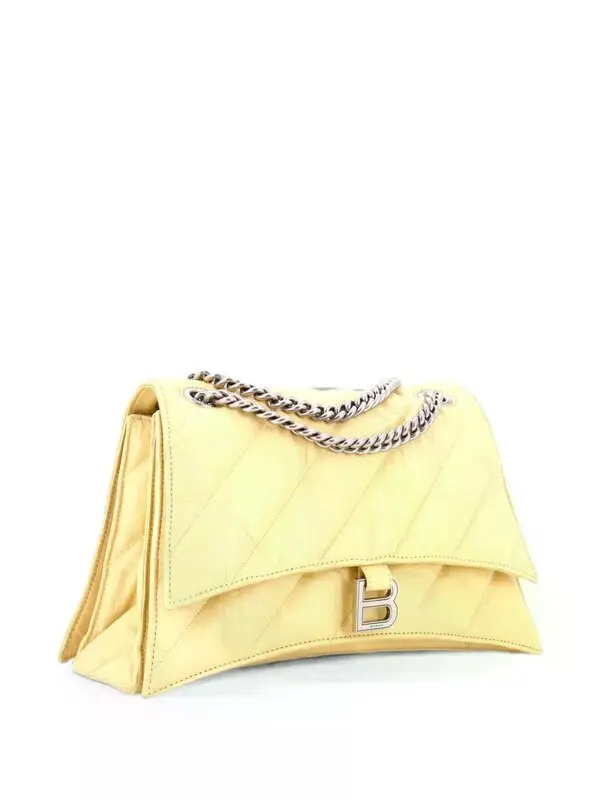 Balenciaga Crush Chain Flap Bag Quilted Crushed Calfskin Medium Shoulder Bag - Yellow