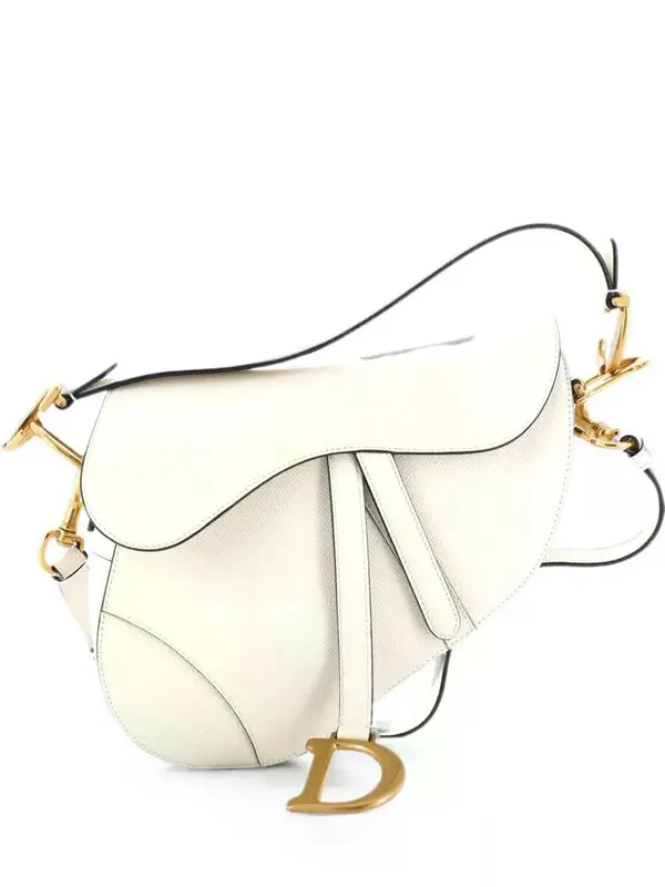 Dior Saddle Handbag Leather Medium Shoulder Bag - White