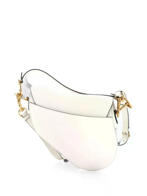 Dior Saddle Handbag Leather Medium Shoulder Bag - White