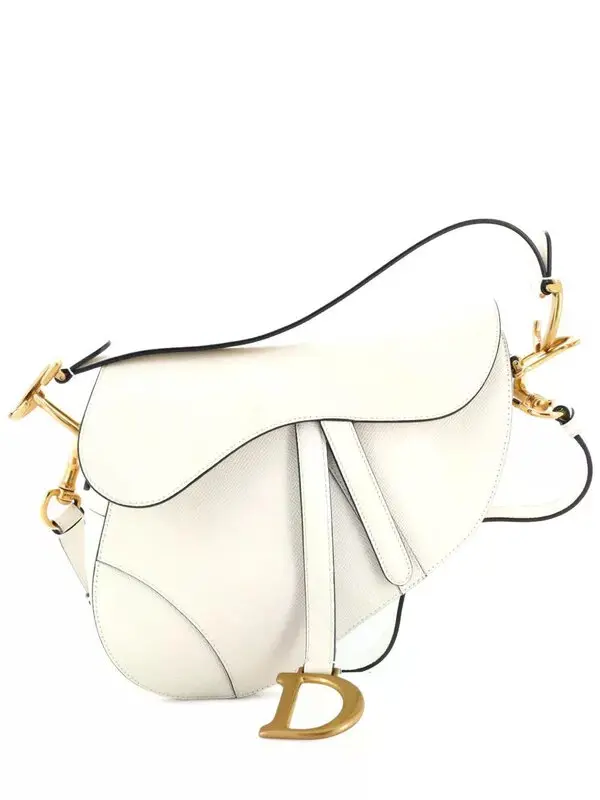Dior Saddle Handbag Leather Medium Shoulder Bag - White