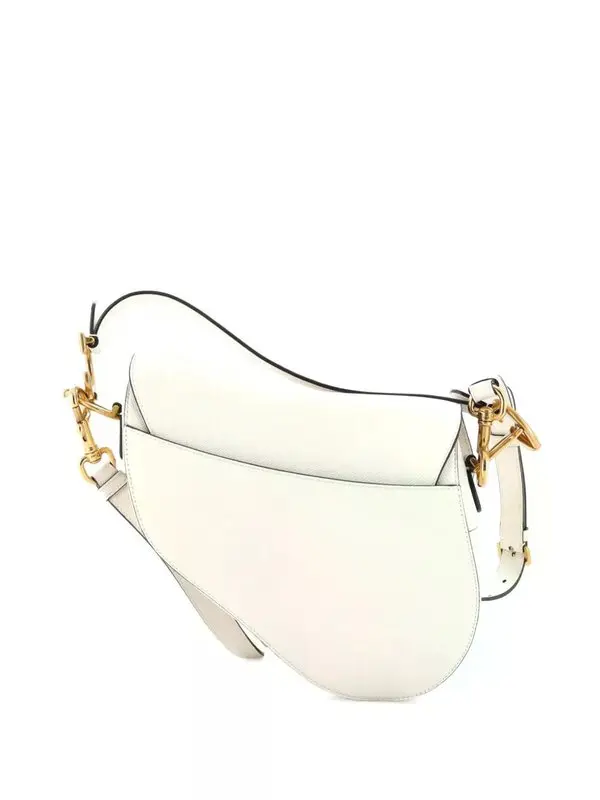 Dior Saddle Handbag Leather Medium Shoulder Bag - White