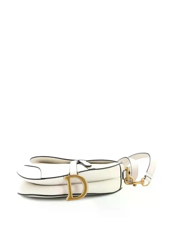 Dior Saddle Handbag Leather Medium Shoulder Bag - White