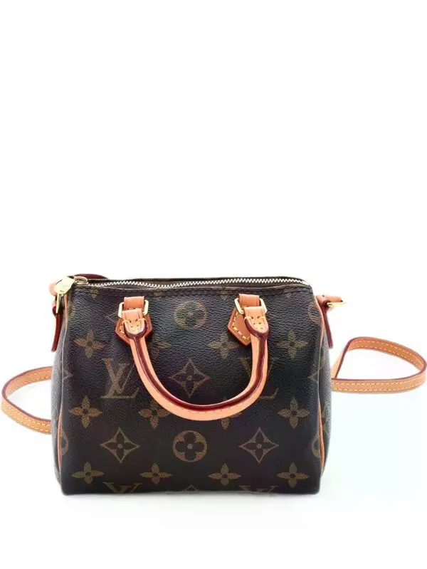 LOUIS VUITTON Speedy Bandouliere Bag Monogram Canvas Nano Crossbody Bag - Brown