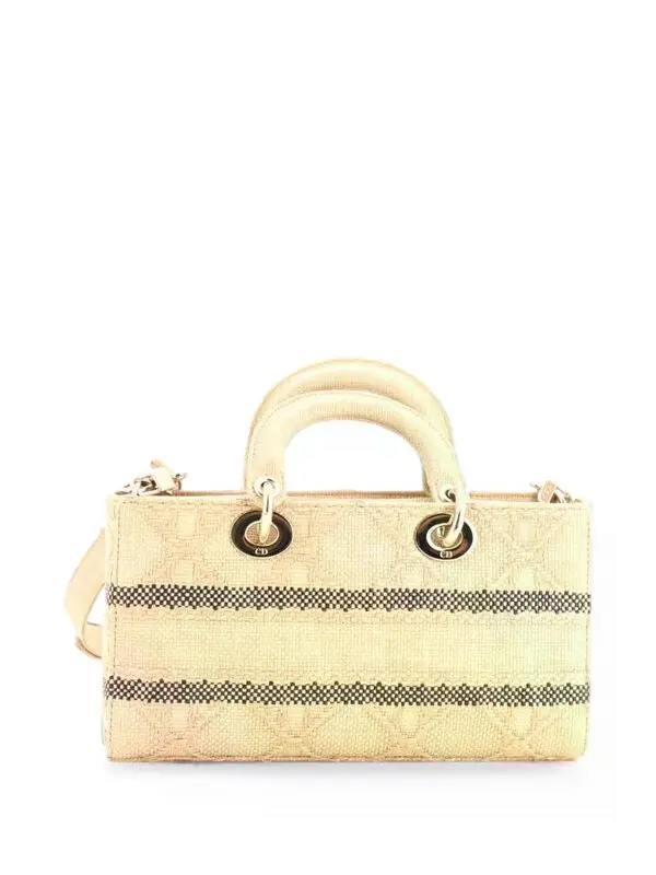 Dior Lady D-joy Bag Cannage Embroidered Raffia Medium Tote Bag