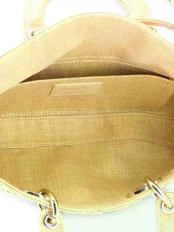 Dior Lady D-joy Bag Cannage Embroidered Raffia Medium Tote Bag