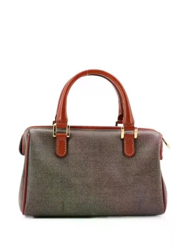 Fendi Pequin Convertible Boston Bag Coated Canvas Mini Satchel - Brown