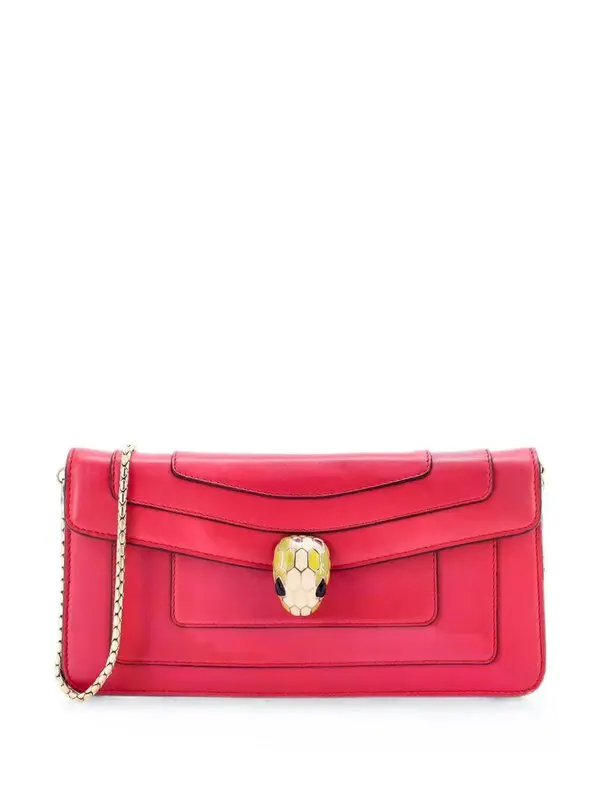 BVLGARI Serpenti Forever Chain Clutch Leather Shoulder Bag - Pink