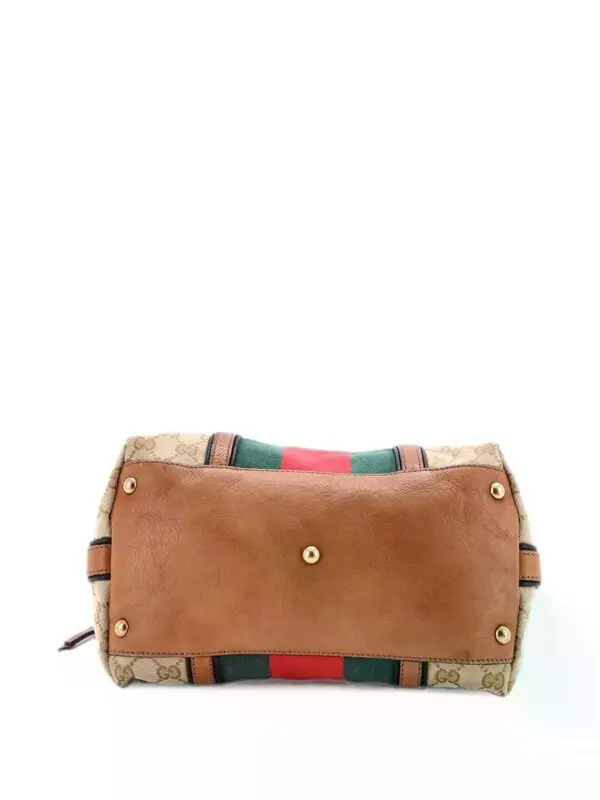 Gucci Rania Convertible Top Handle Bag Web Gg Canvas Satchel - Brown