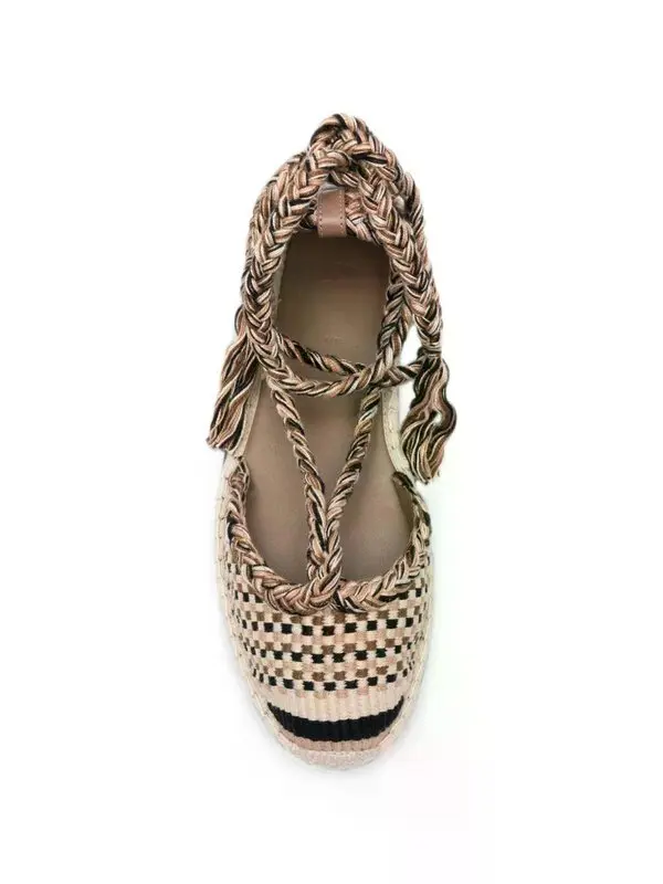 AMAMBAIH Rosa Braided Tie-fastening Ballet Flats - Neutrals