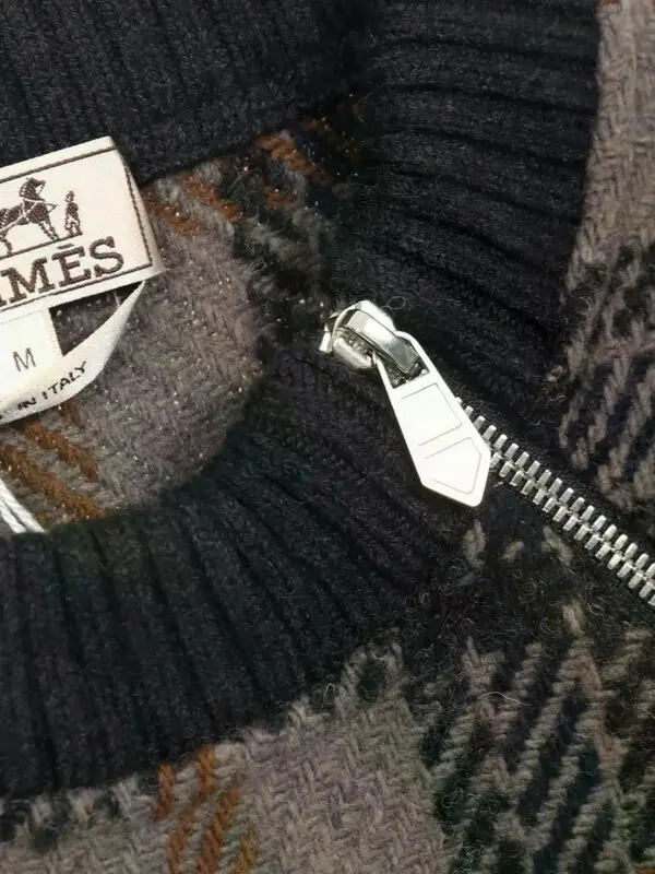 Hermès Check Quarter-zip Sweater