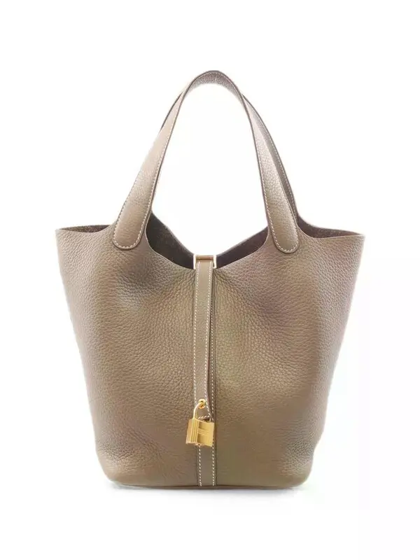 Hermès 2025 Mm Picotin Lock Leather Tote Bag - Grey