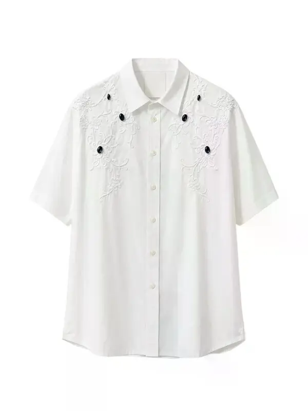 Givenchy Bead-embellished Floral-embroidered Shirt