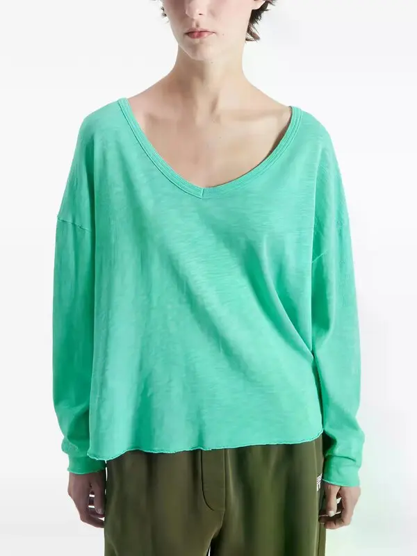 American Vintage Sonoma V-neck Long Sleeve T-shirt - Green