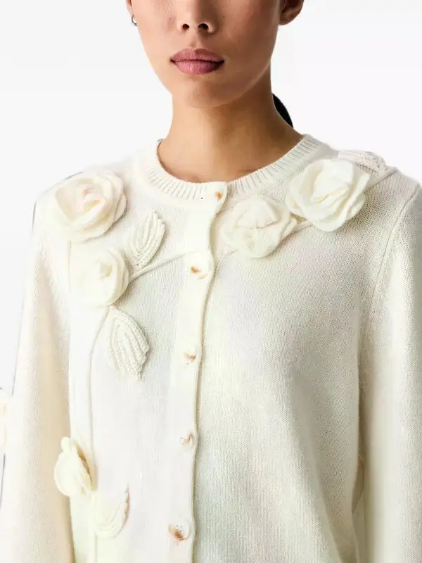 Farm Rio Floral Appliqué Button-up Cardigan