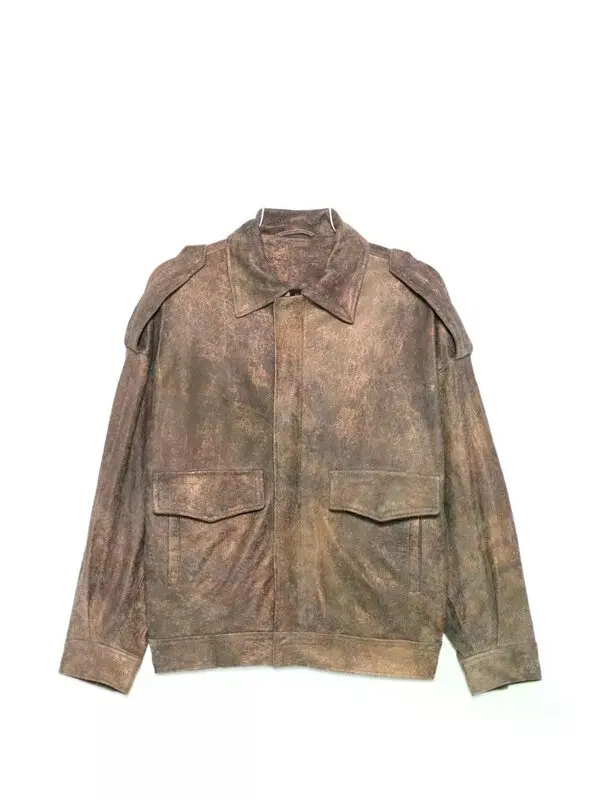 GIORGIO BRATO Distressed-effect Epaulette Jacket - Brown