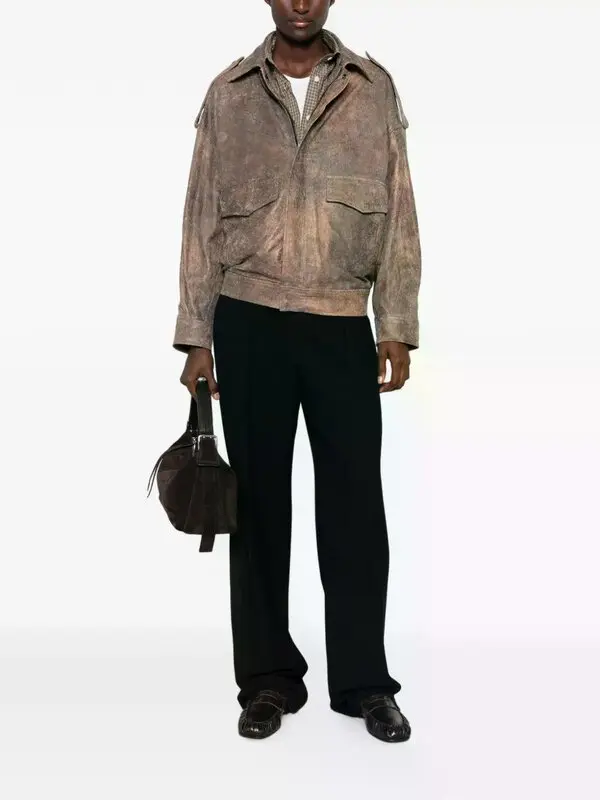 GIORGIO BRATO Distressed Epaulette Jacket - Brown