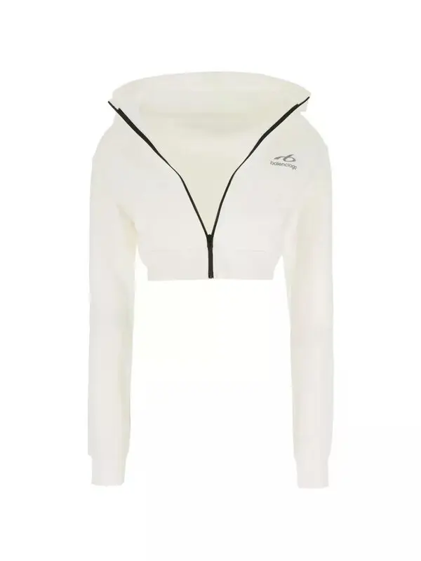 Balenciaga Cropped Zip-up Hoodie - White