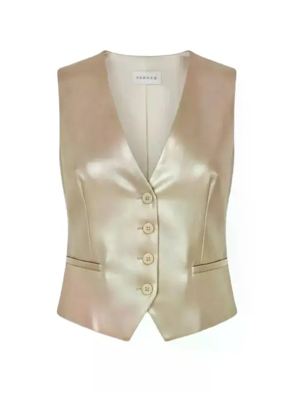P.a.r.o.s.h Metallic V-neck Gilet - Neutrals