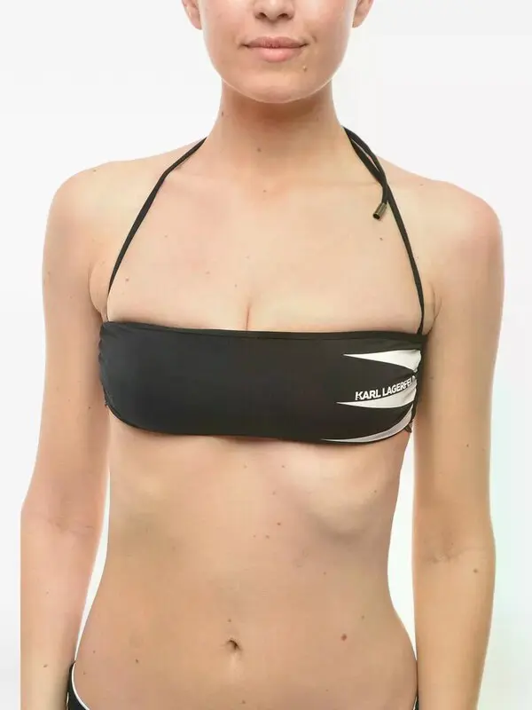 Karl Lagerfeld Logo-print Bandeau Bikini Top - Black