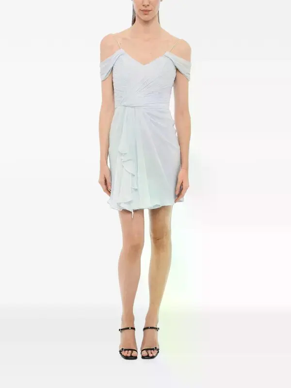 Costarellos Draped Ruffled Mini Dress - Blue